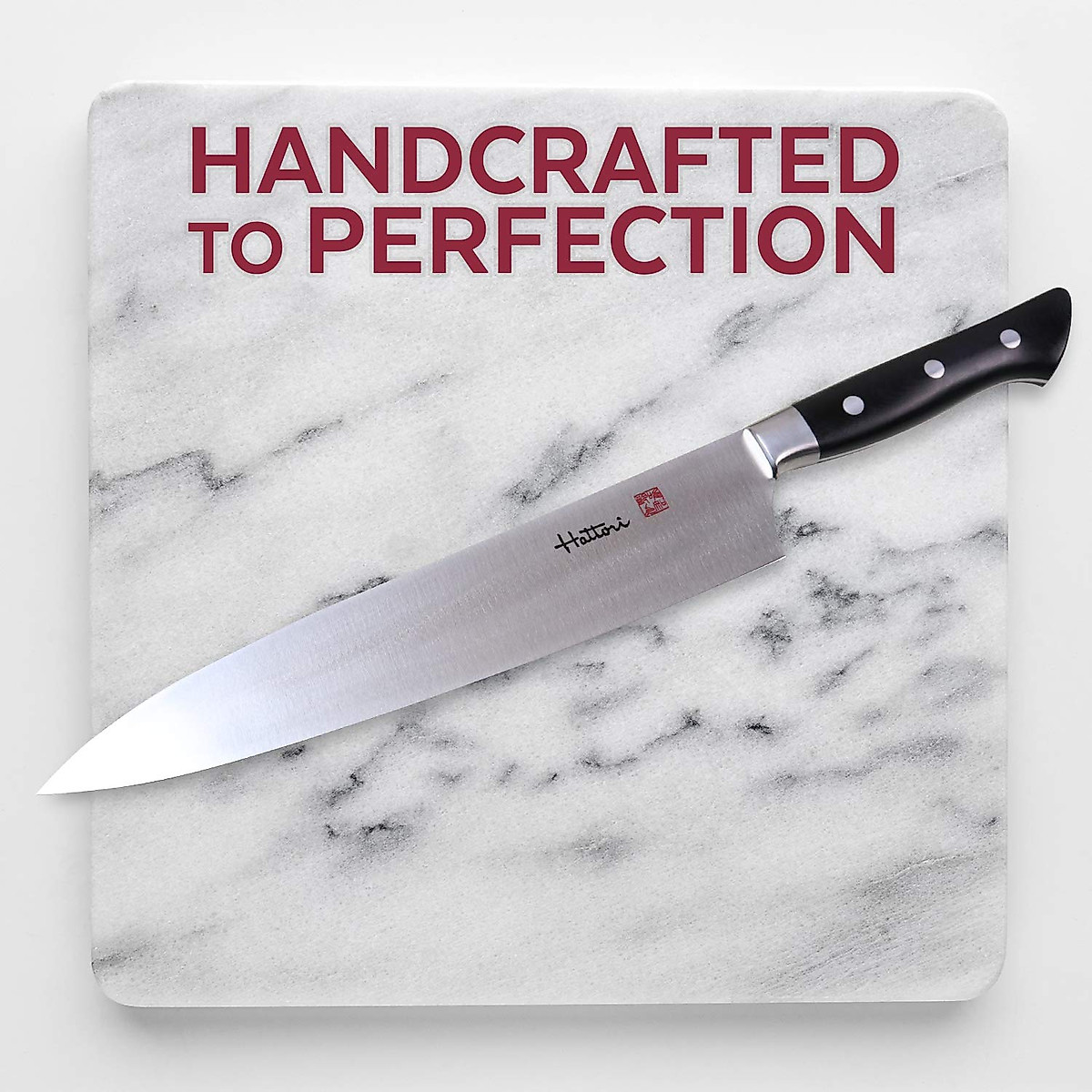 JCK ORIGINAL Hattori Japanese Chef’s Knife, FH-7L Professional Gyuto Knife, VG-10 Cobalt Steel Pro Kitchen Knife with Ergonomic Black Linen Micarta Handle, 9.4 inch