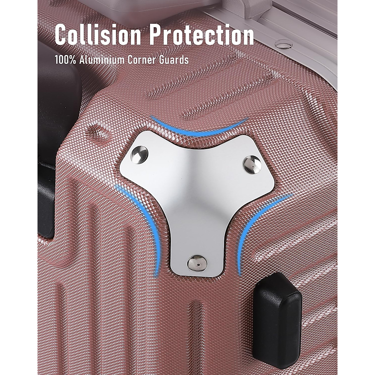 FIGESTIN Carry on Luggage Airline Approved, Aluminum Frame Hard Shell Suitcases with Wheels,100% PC Lightweight, No Zipper Suitcase TSA Approved, 20" Carry-On(Rose Gold)