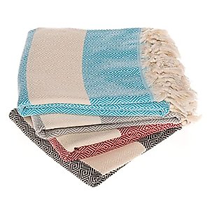 Clotho Turkish Beach Towel Set of 4 - Beach Towels Oversized 4 Pack - Fast Drying Beach Blanket Sandfree Turkish Towels Giftable 100% Cotton 39 x 70 inch