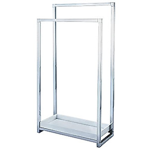Kingston Brass SCC8261 Pedestal 2-Tier Steel Construction Towel-Rack with Wooden Case, Polished Chrome