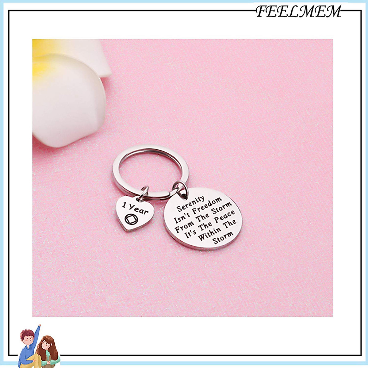 FEELMEM NA Recovery Gift 1 Year 18 Months 2 Years 3 Years NA Sobriety Anniversary Keychain NA Recovery Serenity Prayer Sobriety Gift (1 years)