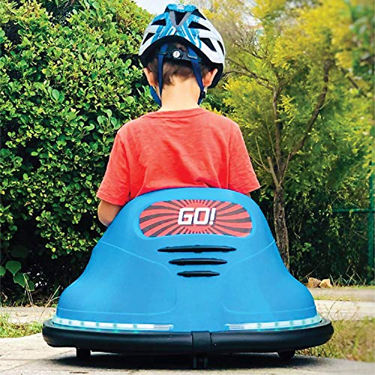 The Bubble Factory Electric RC Kids Bumper Car with Light and Music , Blue Large