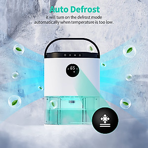 Dehumidifiers, 78oz Dehumidifiers for Home Bedroom 500 sq.ft with Humidity Control Auto Defrost & Timer, Auto-off Small Dehumidifier for Basement with 3 Modes LED Display & 7-color Lights for Closets Bathroom RV