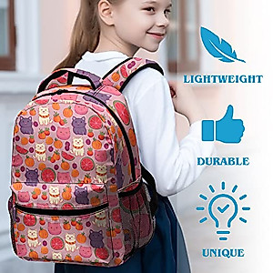Dacawin Cat Backpack for Girls Colorful Cats Bookbag Cartoon Fruit Pattern Book Bag Cute High School Backpacks Leisure Travel Back Pack for Girls Teenage
