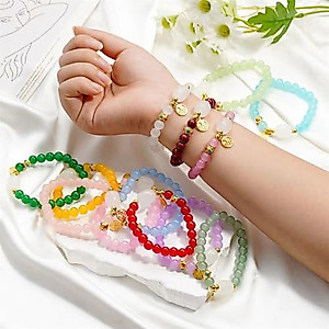 720 Piecess Glass Beads for Jewelry Making, 24 Colors 8mm Crystal Beads Bracelets Making Kit, Round Beads Suitable for Beginners