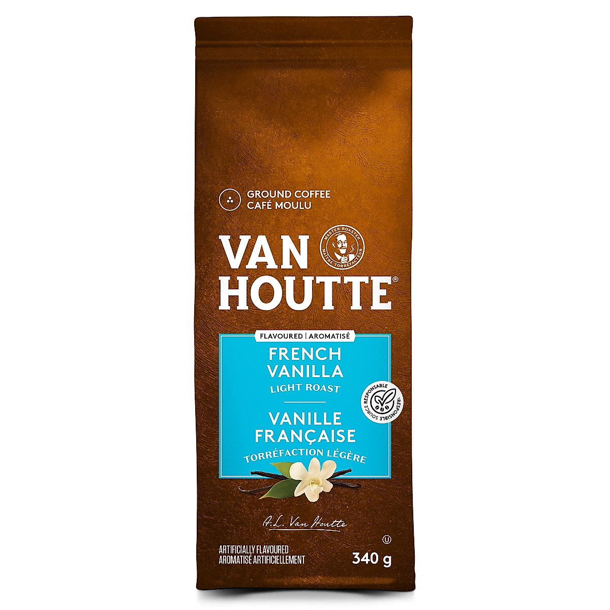 Van Houtte French Vanilla Light Ground Coffee, 340g/12oz., (Imported from Canada)