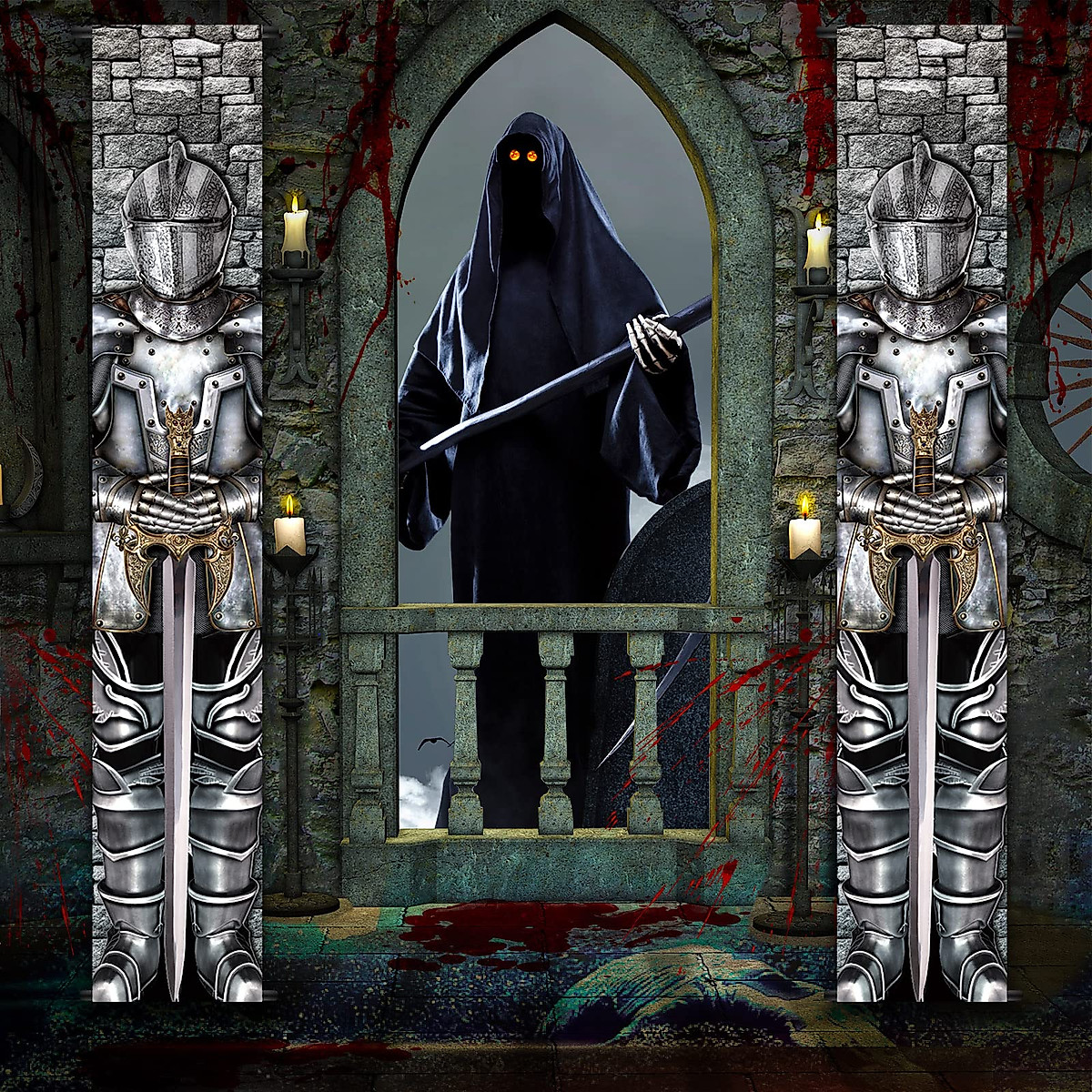 Medieval Knight Armor Banner for Halloween Decor
