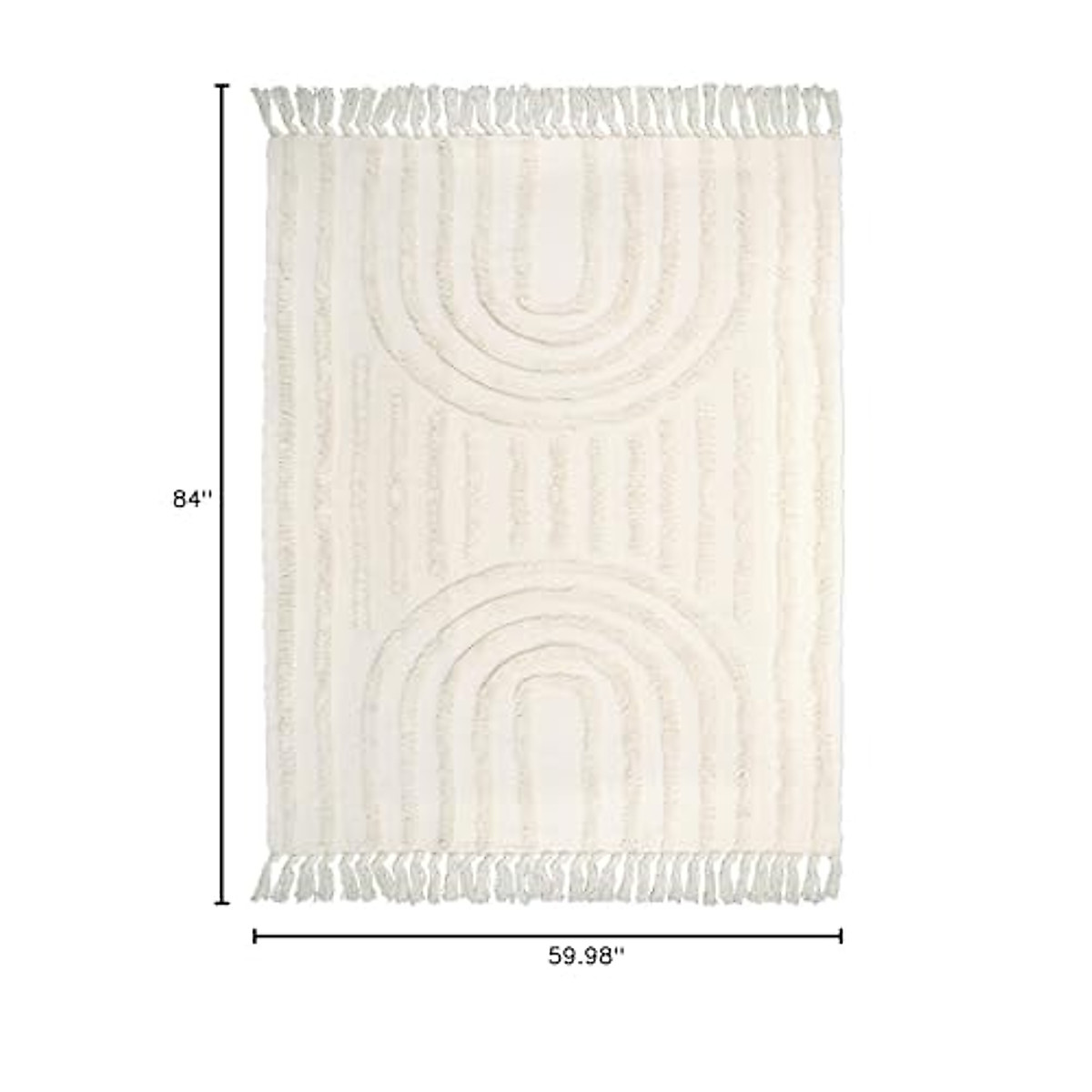 Lanffia Boho Area Rug 5' x 7'，Tufted Cotton Rainbow Living Room Rug Hand Woven Washable Farmhouse Tribal Floor Carpet for Entryway Bedroom Kitchen, Beige