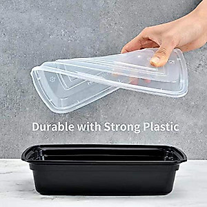 BENTOOOGO 50 Pack Plastic Meal Prep Containers, Reusable Disposable Food Storage Container with Lids 32oz, Lunch Bento Box, Food Prep Container,Takeout Deli Togo Containers