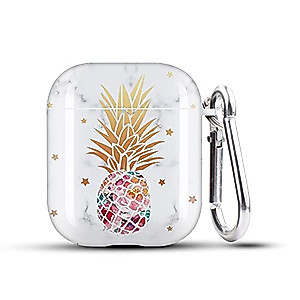 Airpod 2 Case, Airpods 2 Skin, Apple Airpod 2 Case Cover, Cute Luxury Hard Designer Protective Airpods Case for Girls Women Compatible with Apple AirPods Charging Case 2&1, Cute Pineapple