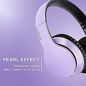 LORELEI X6 Over-Ear Headphones with Microphone, Lightweight Foldable & Portable Stereo Bass Headphones with 1.45M No-Tangle,Wired Headphones for Smartphone Tablet MP3 / 4 (Purple-Black)