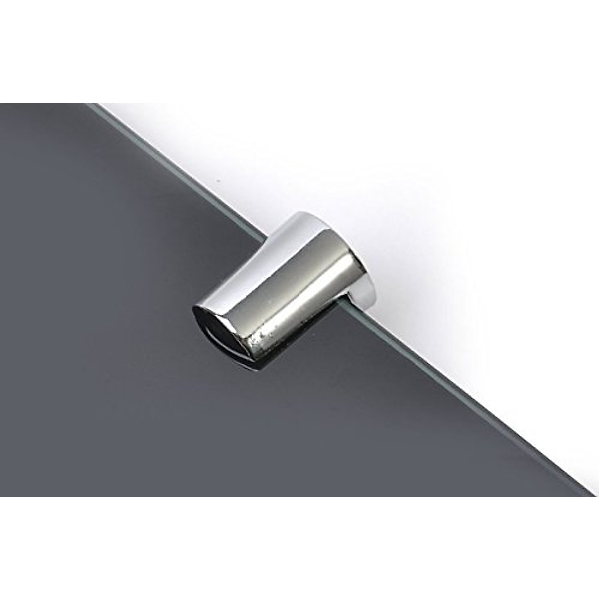 BSM Marketing Gloss Black Glass Shelf with Two Chrome Finish Brackets 300mm x 100mm Toughened Safety