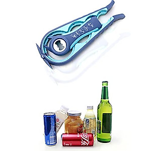 Tyzine Jar Opener|5 in 1 Multi Function Can Opener Bottle Opener Kit with Silicone Handle|Easy to Use for Women, Elderly and Arthritis Sufferers (Blue)