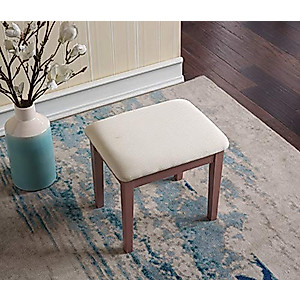 Roundhill Furniture Moniys Wood Moniya Makeup Vanity Table and Stool Set, Rose Gold