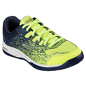 Skechers Men's Viper Court-Athletic Indoor Outdoor Pickleball Shoes with Arch Fit Support Sneaker, Yellow/Navy, 10