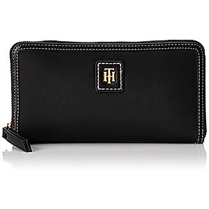 Tommy Hilfiger womens Julia Large Nylon Zip Wallet, Black, One Size US