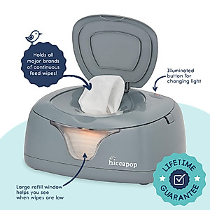 hiccapop Baby Wipe Warmer and Baby Wet Wipes Dispenser | Baby Wipes Warmer for Babies | Diaper Wipe Warmer with Changing Light
