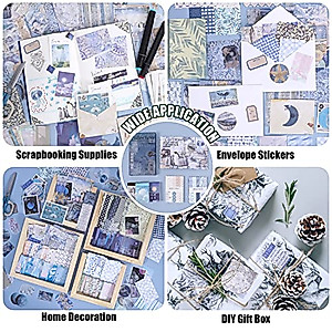 Urradia Scrapbooking Kit for Kids and Adults - 423pcs Blue Space Nature Themed Craft Papers and Stickers