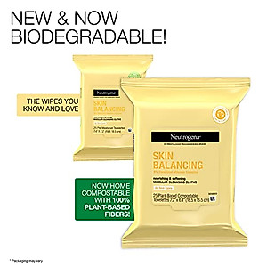 Neutrogena Skin Balancing Micellar Cleansing Cloths Makeup Remover Nourishing Wipes with 100% Plant-Based Fibers, Vitamin E & Pro-Vitamin B5, Paraben-Free, Hypoallergenic, 25 Count