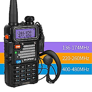 Baofeng x Radioddity UV-5RX3 Tri-band Radio VHF, 1.25M, UHF Amateur Handheld Ham Two Way Radio Walkie Talkie with Earpiece and Programming Cable