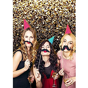 WOLADA 5x7FT Gold Backdrop Glitter Backdrop Gold Spots Bokeh Backdrop Black and Gold Backdrop Wedding Backdrop Gold Backdrop for Parties Vinyl Photography Backdrop 11412