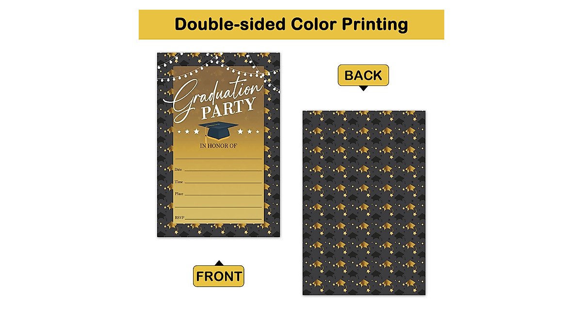 Graduation Party Invitations Set - Premium Cards & Envelopes for ...