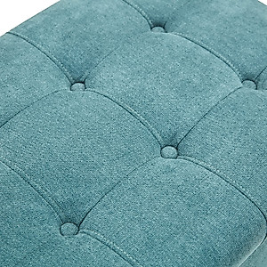 HUIMO Ottoman with Storage, 41-inch Upholstered Fabric Storage Ottoman with Safety Hinge, Storage Bench with Button-Tufted, Ottoman Bench for Bedroom, Entryway, Living Room, End of Bed Bench (Teal)