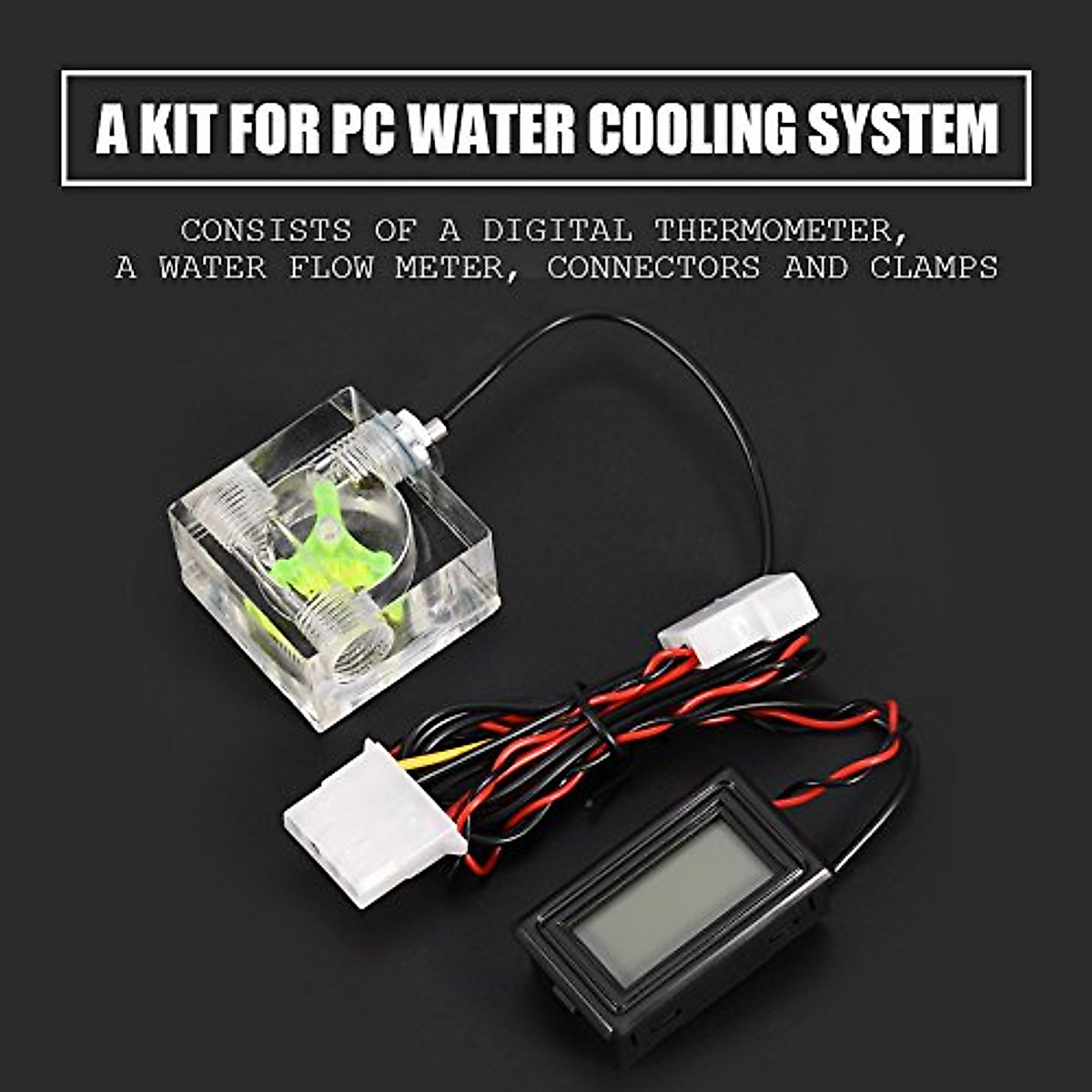 Computer Water Cooling Thermometer, Water Flow Meter, Computer Temperature Detector Kit, PC Computer 3 Way Flow Meter Digital Thermometer Suitable for Water Cooling System Kit