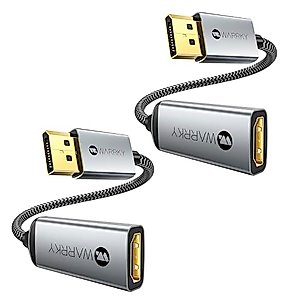 Warrky DisplayPort to HDMI Adapter 2-Pack (4K, UHD), [24K Gold-Plated, Slim Aluminum Shell] Display Port to HDMI/DP to HDMI Adapter for Lenovo, DELL, HP, ThinkPad, GPU, AMD, NVIDIA&More