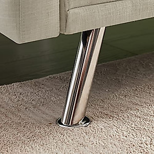 Eafurn Linen Upholstered Convertible Folding Futon Bed, Button Tufted Loveseat Compact Living Space, Apartment, Dorm, Bonus Room w/Metal Legs, 2 Cupholders,Comfy Sofa & Couches, Beige 75.59"