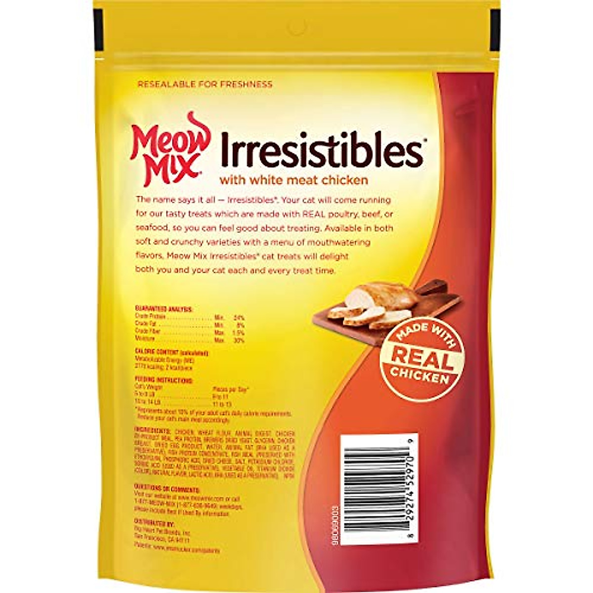 Meow Mix Irresistibles Soft Cat Treats with Real White Meat Chicken, 3 oz