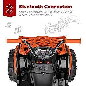 Best Choice Products 12V Kids Ride-On Electric ATV, 4-Wheeler Quad Car Toy w/Bluetooth Audio, 3.7mph Max Speed, Treaded Tires, LED Headlights, Radio - Orange