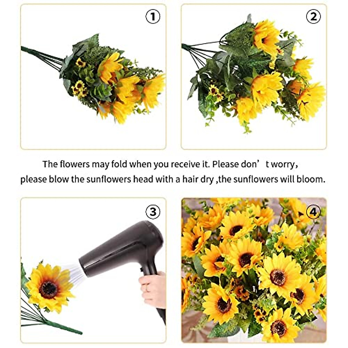 AmyHomie Artificial Flowers, Artificial Sunflower Bouquets, Fake Wildflowers for Baby Shower Home Wedding Spring Decor, Bride Holding Flowers,DIY Garden Craft Art Decor