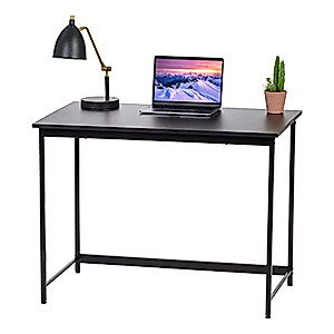 IRIS USA 39 Inch Modern Laptop and Computer Desk Office Table for Home Office, Water and Scratch Resistant Surface Gaming Desk, Easy to Assemble Black Desk