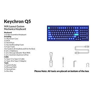 Keychron Q5 RGB QMK/VIA Programmable Macro Wired Custom Mechanical Keyboard with Hot-Swappable Gateron G Pro Brown Switch, 96% Layout Full Aluminum Double Gasket for Mac Windows Linux(Blue)