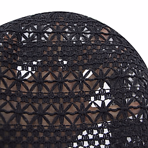 Women Lace Lightweight Beret Floral Hollow Out Hat Breathable French Beret Beanie Hat Cap for Spring Summer, Black