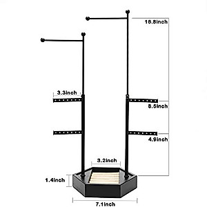 Emfogo Jewelry Organizer Stand - 6 Tier Jewelry Holder with Adjustable Height Necklace Holder Organizer Display & Storage for Earrings Ring Bracelet (Black)