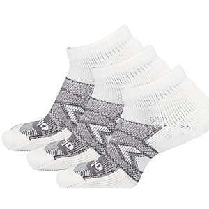 thorlos unisex adult Wcmu Max Cushion 12 Hour Shift Ankle Socks, White/Grey (3 Pair Pack), Large US