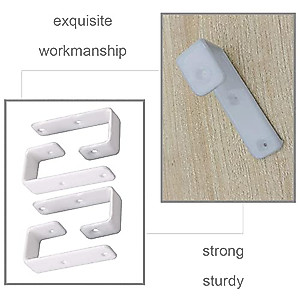 AIXITONG 4 Pcs 7 Shape Heavy Duty Bunk Bed Ladder Hooks Wooden Ladder Fixed Angle Irons White Bed Ladder Hooks for Bunk Beds