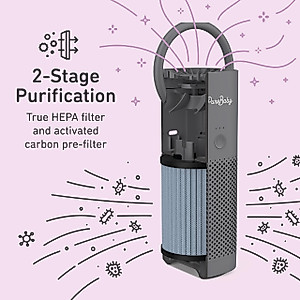 Pure Enrichment PureBaby On-the-Go Air Purifier - Portable Stroller Air Purifier & Adjustable Clamp for Car Seat, Crib, Bassinet & Playpen - True HEPA Filter Removes 99.97% of Allergens Around Baby