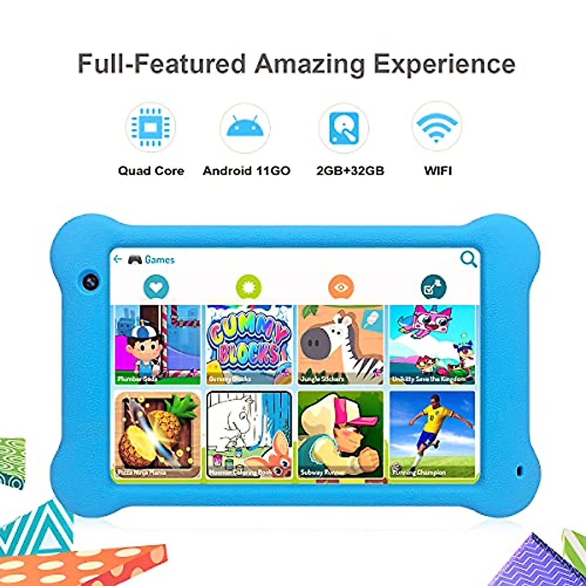 ANXONIT Kids Tablet, 7 inch WiFi Android 11 Tablet for Kid, Full HD 1920x1200 IPS Screen, 2GB RAM 32GB ROM,Kidoz Game Education Apps (Blue)