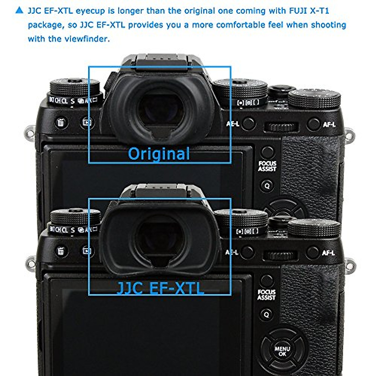 JJC Eyecup Eyepiece EF-XT L Replacement for Fuji X-H2 X-T5 X-T4 X-T3 X-T2 XT4 XT3 XT2 XT1 XH1 GFX100S GFX100 GFX 50S GFX50S II Camera Viewfinder Eyeshade Replaces Fuji Eye Cup EF-XTS EF-XTM EF-XTL