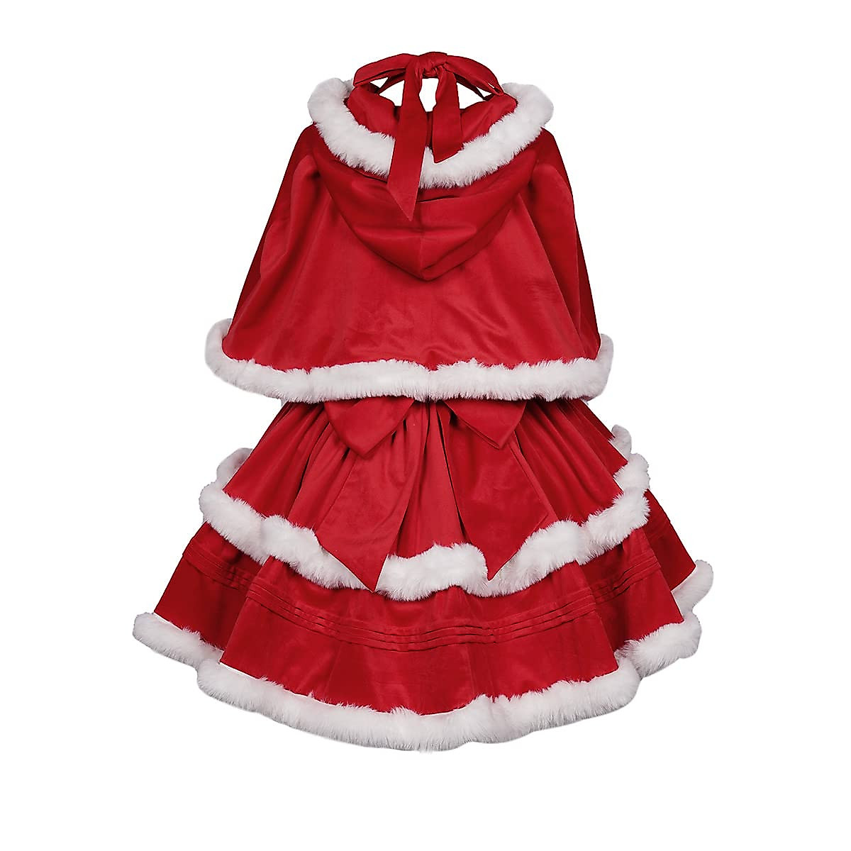 Women's Christmas Dress Skirt and Hooded Cloak Match (Red, XXL) …