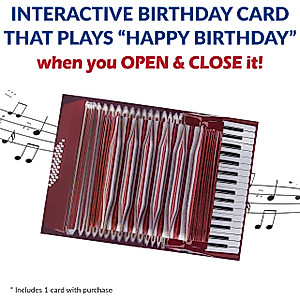 INTERACTIVE Accordion Birthday Card – Open/Close to Play “Happy Birthday” - Music Gifts for Men, Gifts for Musicians, Birthday Card for Kids, Men & Women, Birthday Pop Up Card, Greeting Cards Birthday