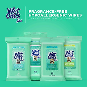 Wet Ones for Pets Extra Gentle Dog Wipes with Witch Hazel for Snout, Eye, Ear, Fragrance-Free Dog Wipes for All Dogs Wipes with Wet Lock Seal (Pack of 8, 240 Count Total)