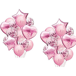 [10 Pack] Heart Shape Foil Balloons, 18" Mylar Balloons Aluminum Foil Decorations for Birthday Party/Wedding/Engagement Party/Celebration/Holiday/Show/Party Activities (Pink)