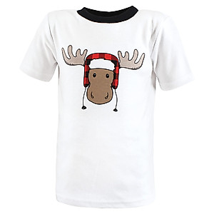Hudson Baby Unisex Baby Short Sleeve T-Shirts, Winter Penguin Moose, 2 Toddler