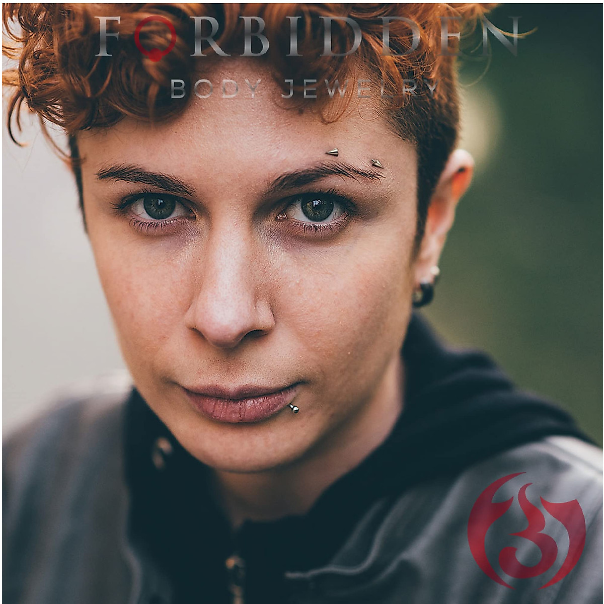 Forbidden Body Jewelry 16g 8mm Daith Earring, Eyebrow Ring and Rook Piercing, Black Titanium IP Double Spike Barbell