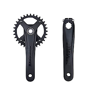 VIARON 170mm Bike Crankset 32T/34T/36T Hollow Integrated 104BCD Single Speed Round Chainring Crankset with Bottom Bracket (34T)