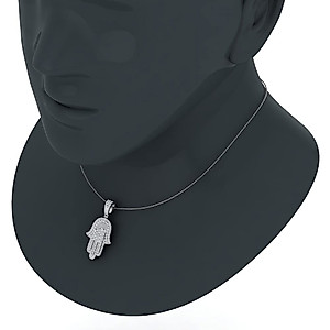 Hamsa Hand Pendant Round Brilliant Diamond Necklace for Men/Women 18K White Gold 2.00 carat (G,VS1)